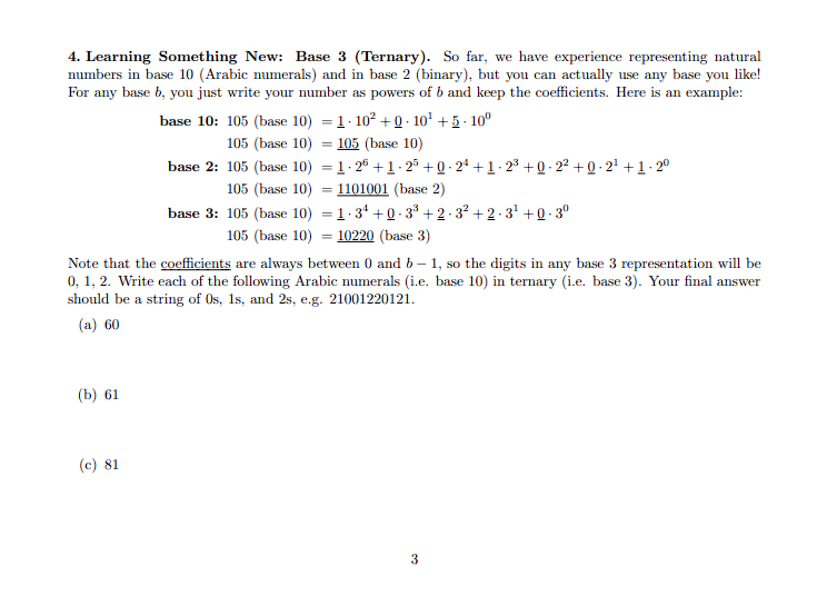 Solved Learning Something New: Base 3 (Ternary). ﻿So far, we | Chegg.com
