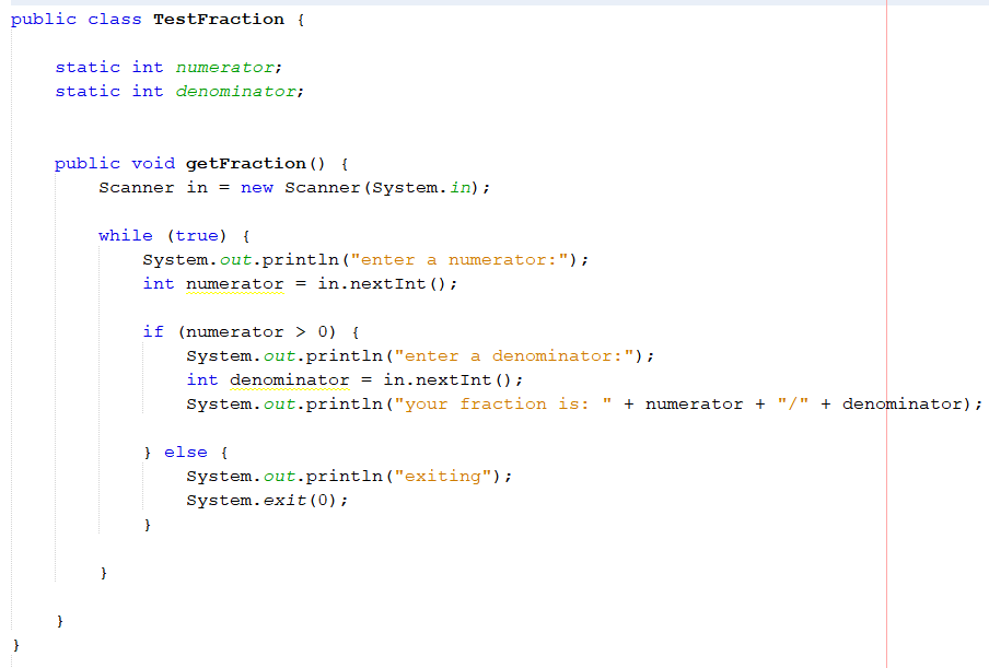 Solved 1. Write a class called Fraction.java; this class | Chegg.com
