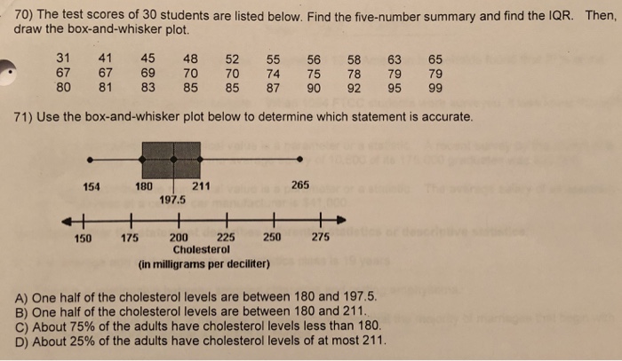 Solved 70) The test scores of 30 students are listed below. | Chegg.com