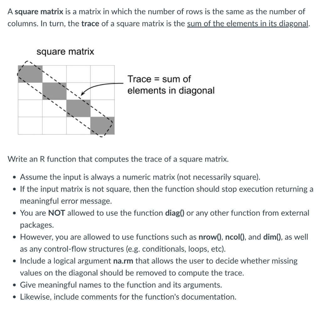 Solved A square matrix is a matrix in which the number of | Chegg.com