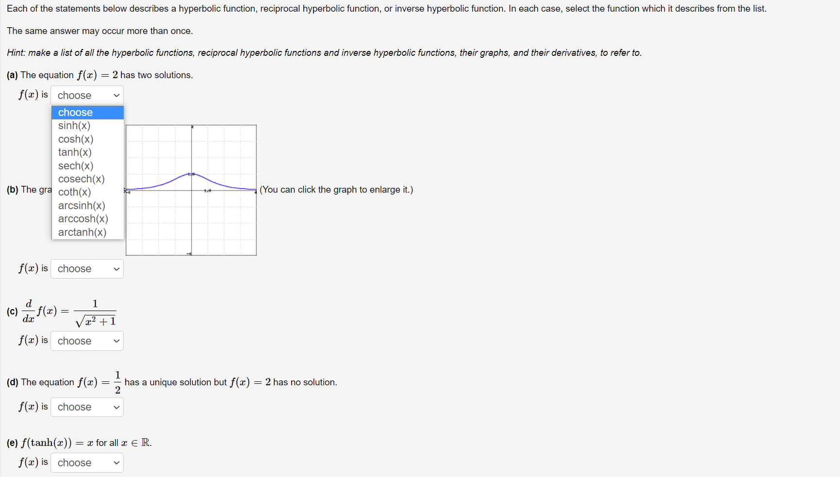 Solved Each of the statements below describes a hyperbolic | Chegg.com
