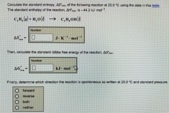 Solved Calculate the standard entropy, AS x , of the | Chegg.com