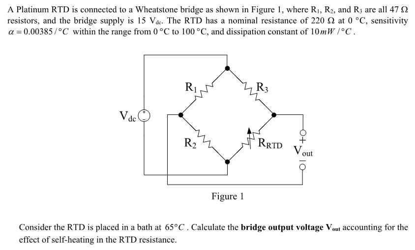 Solved A Platinum RTD is connected to a Wheatstone bridge as | Chegg.com