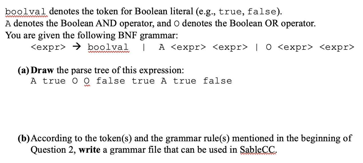 Solved boolval denotes the token for Boolean literal (e.g., | Chegg.com