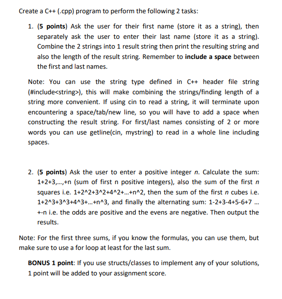 Solved Create a C++ (.cpp) program to perform the following | Chegg.com