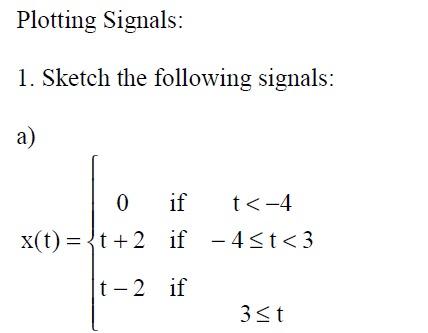 Solved Plotting Signals: 1. Sketch the following signals: a) | Chegg.com