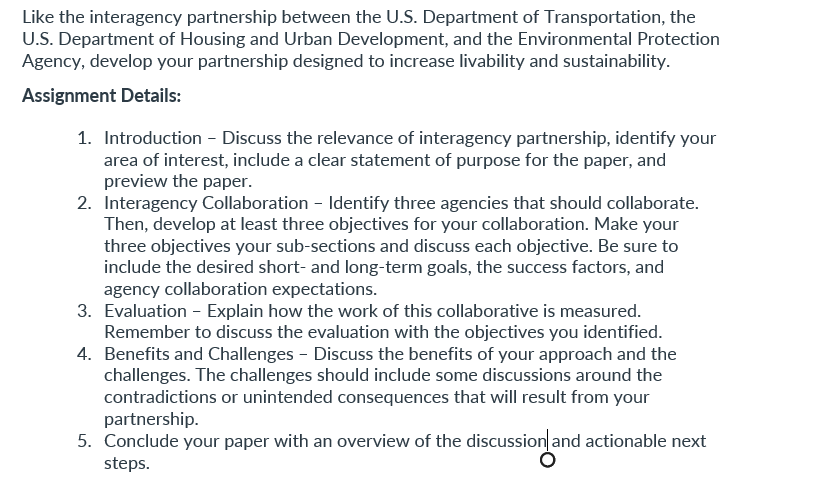 Solved Like the interagency partnership between the U.S. | Chegg.com