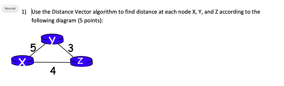 Solved Normal 1) Use the Distance Vector algorithm to find | Chegg.com