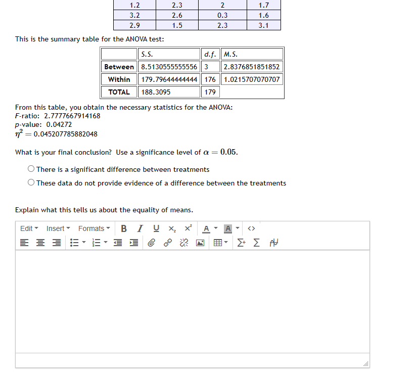 Solved This is the summary table for the ANOVA test: From | Chegg.com