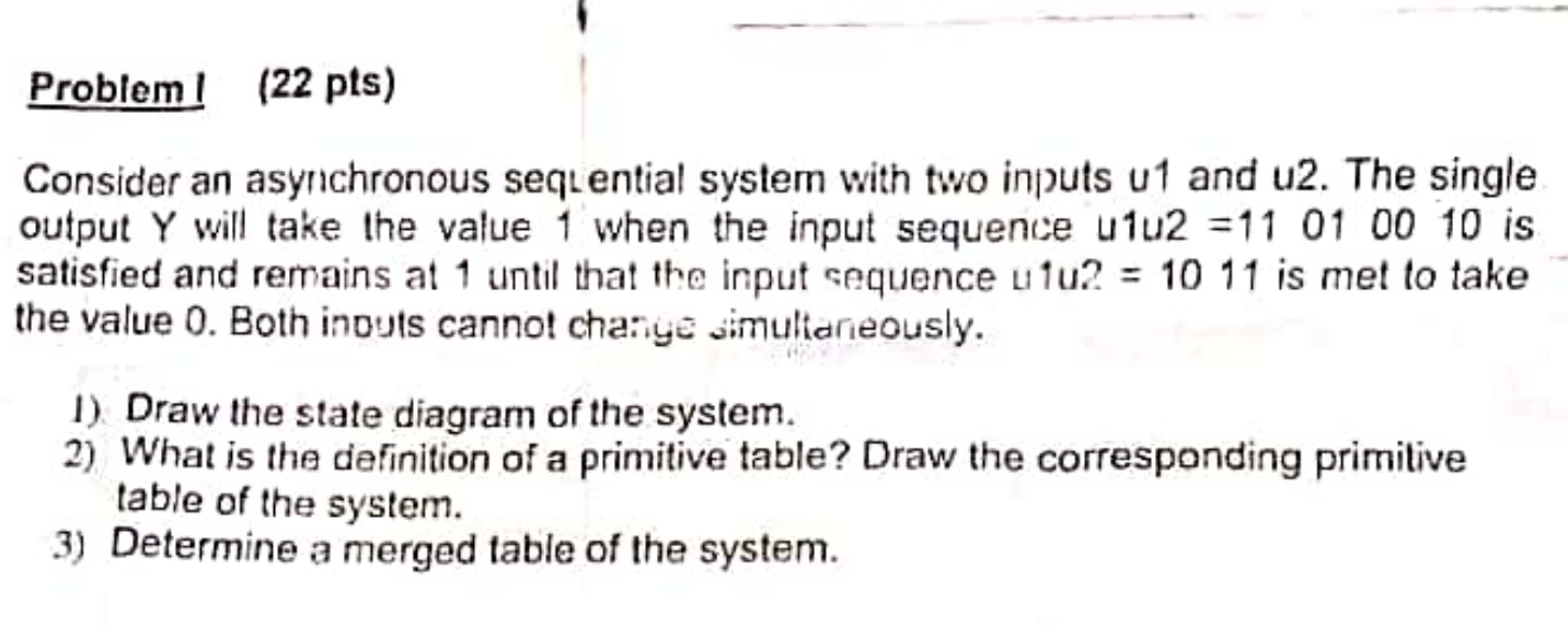 Solved Consider an asynchronous seqLential system with two | Chegg.com