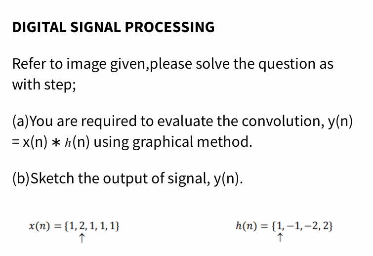 Solved DIGITAL SIGNAL PROCESSING Refer to image given,please | Chegg.com