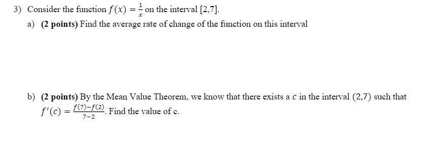 Solved 3 Consider The Function Fx On The Interval 2252