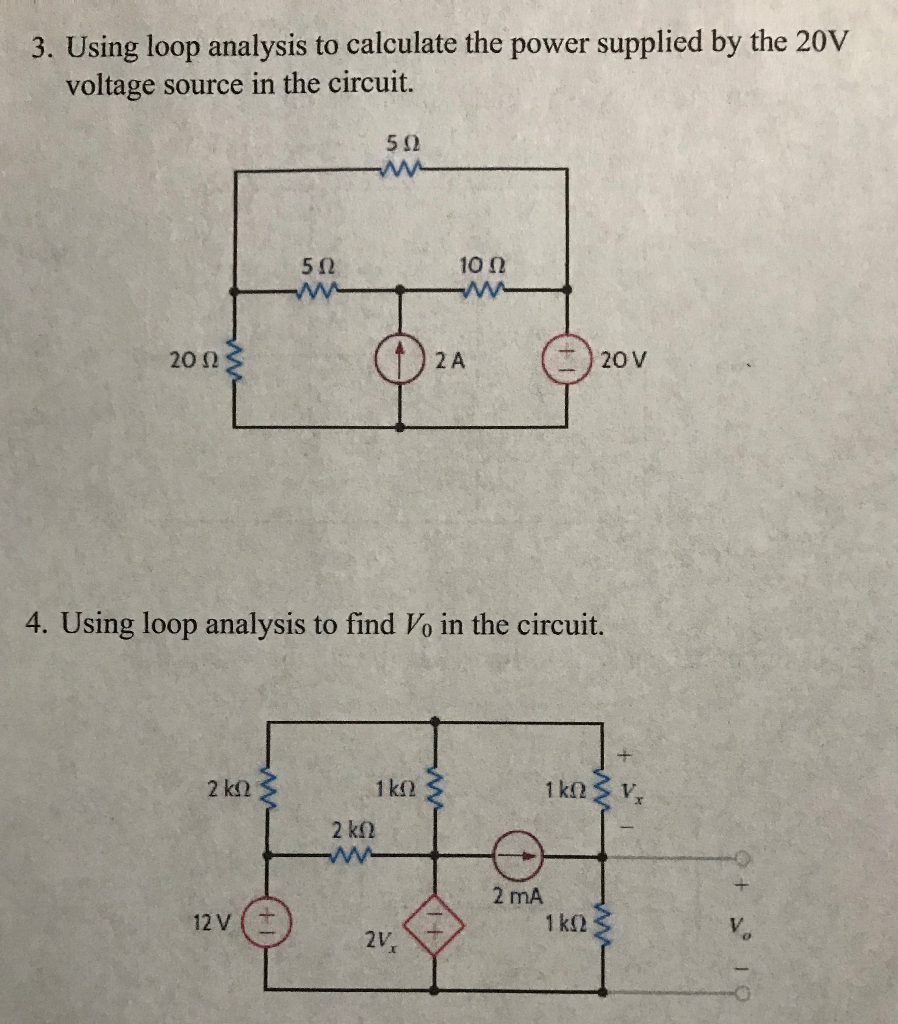 Solved 3. Using loop analysis to calculate the power | Chegg.com