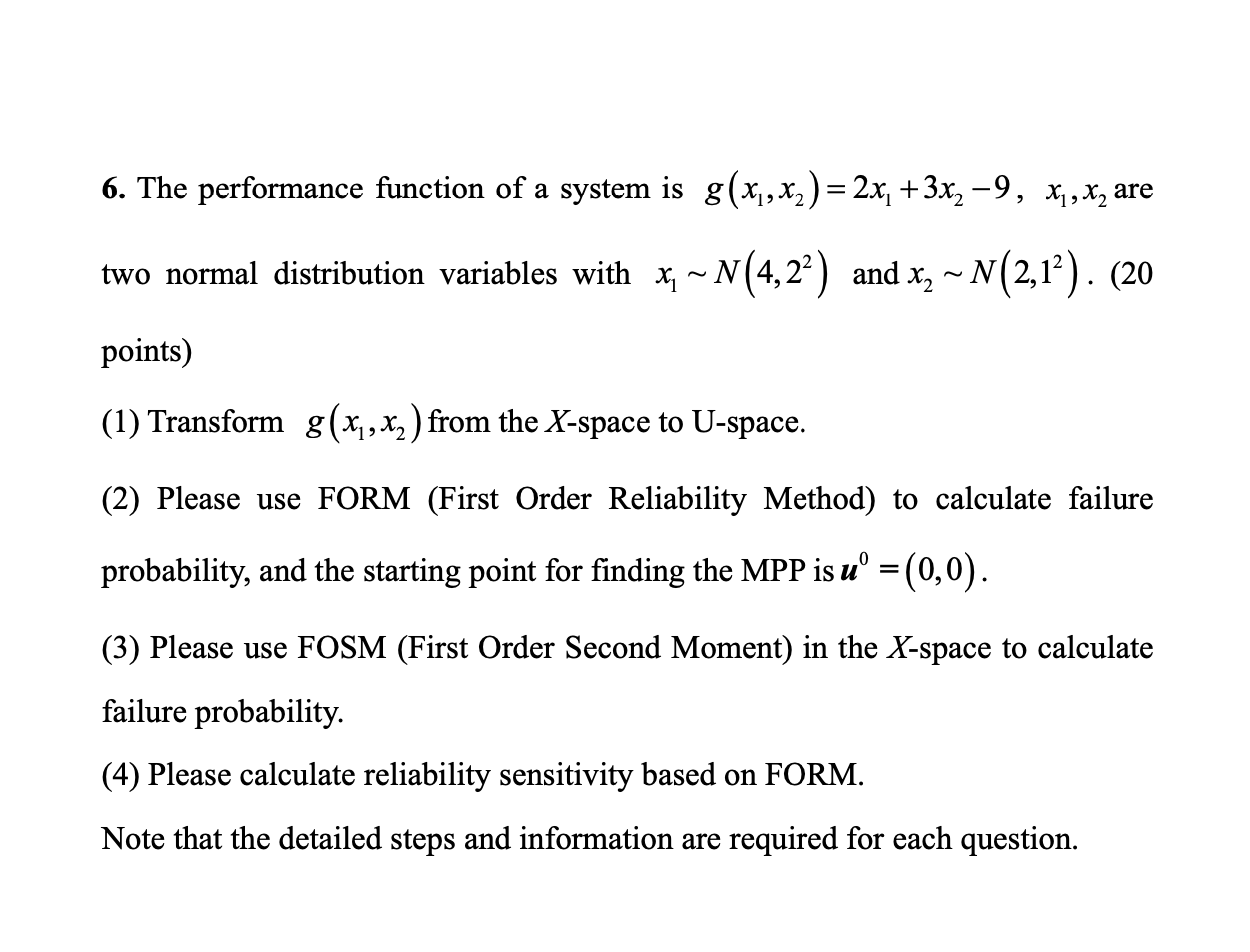 Solved 6. The performance function of a system is | Chegg.com