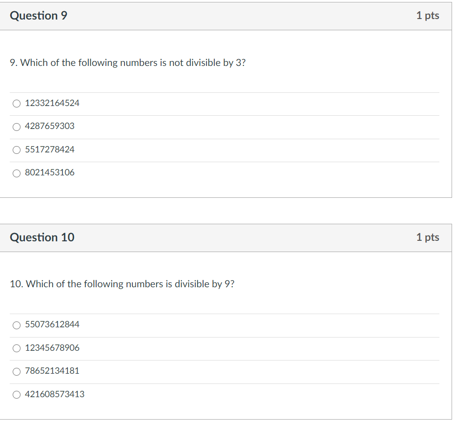 Solved Question 9 1 pts 9. Which of the following numbers is | Chegg.com
