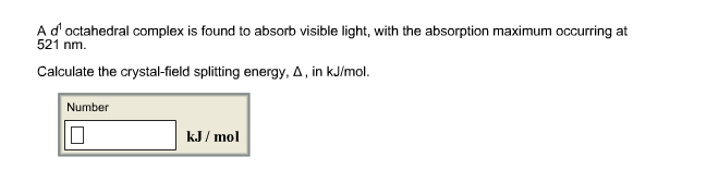 Solved A d octahedral complex is found to absorb visible | Chegg.com
