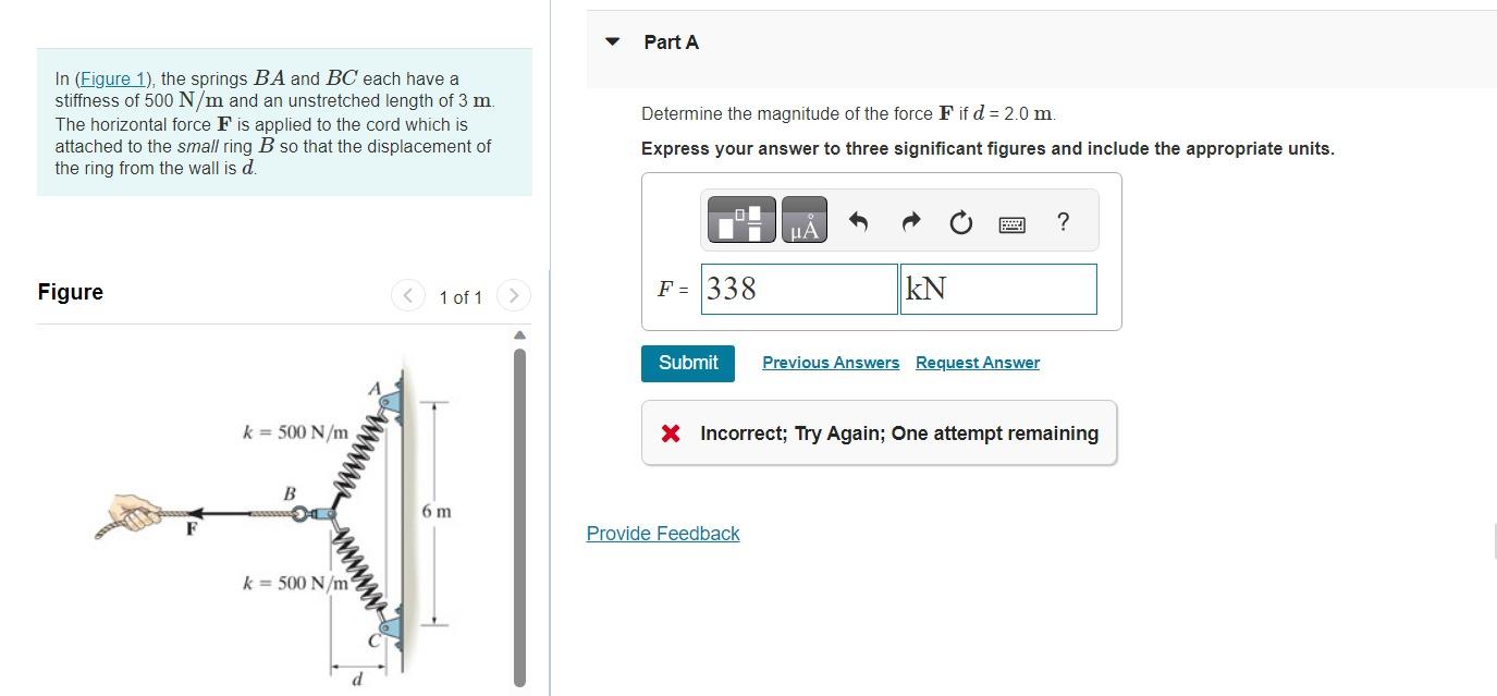 Solved In (Figure 1), the springs BA and BC each have a | Chegg.com