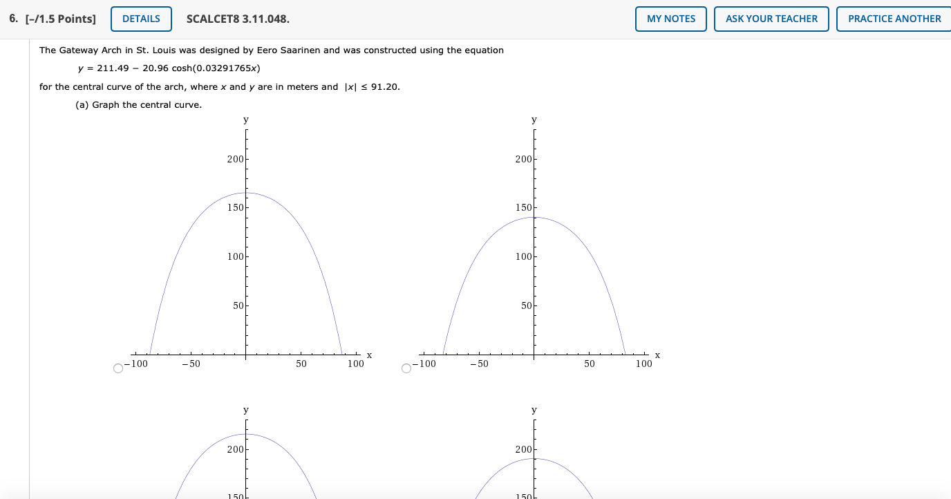Solved 6. [-/1.5 Points] DETAILS SCALCET8 3.11.048. MY NOTES | Chegg.com