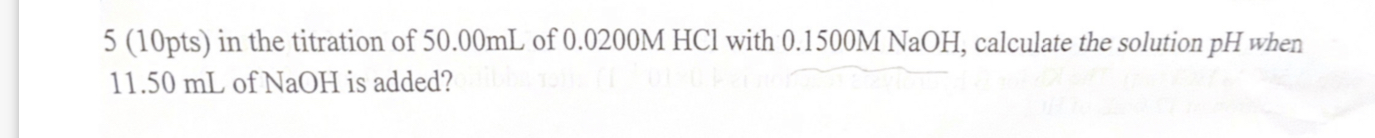 Solved 5 (10pts) in the titration of \\( 50.00 \\mathrm{~mL} | Chegg.com
