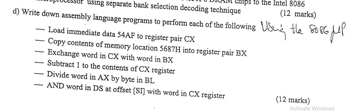 Solved chips to the Intel 8086 using separate bank selection | Chegg.com