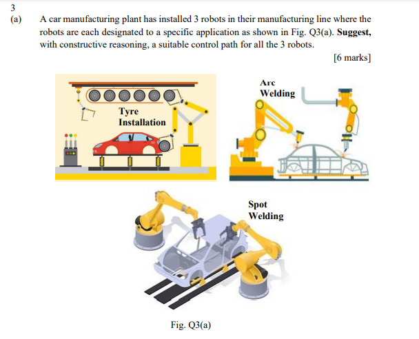 Solved A car manufacturing plant has installed 3 robots in | Chegg.com