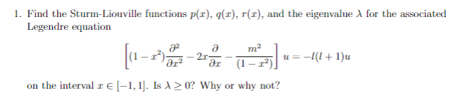 Solved Find the Sturm-Liouville functions p(x),q(x),r(x), | Chegg.com