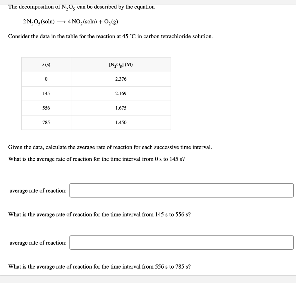 Solved The decomposition of N20, can be described by the | Chegg.com