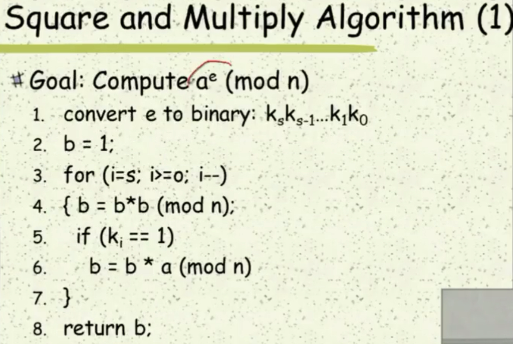 Solved Square and Multiply Algorithm (1) # Goal: Compute ar | Chegg.com