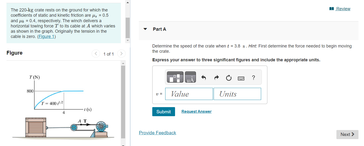 Solved The 220−kg crate rests on the ground for which the | Chegg.com