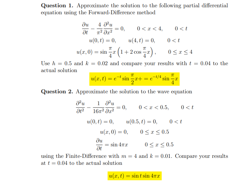 Solved Question 1. Approximate the solution to the following | Chegg.com