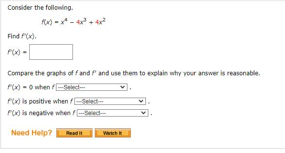Solved Consider the following. f(x) = x4 - 4x3 + 4x2 = X + | Chegg.com