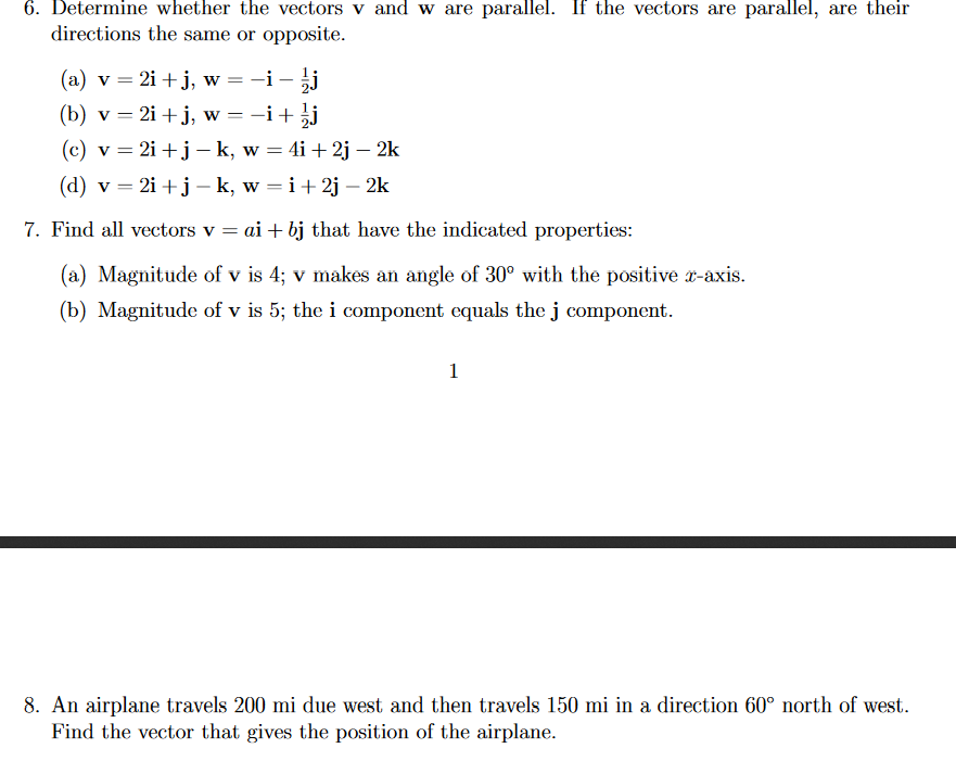 Solved 6 Determine Whether The Vectors V And W Are