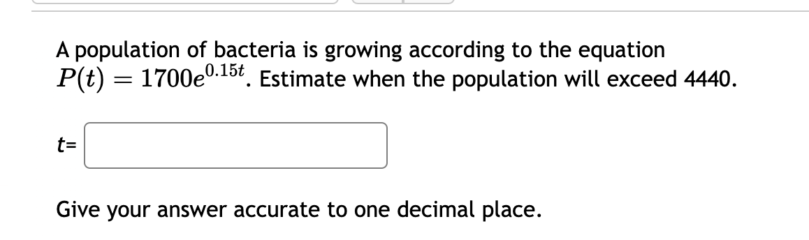 Solved A population of bacteria is growing according to the | Chegg.com