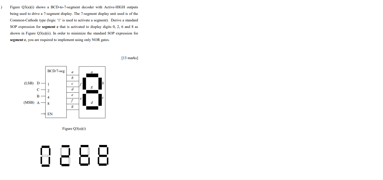 Solved Figure Q3(a)(i) shows a BCD-to-7-segment decoder with | Chegg.com