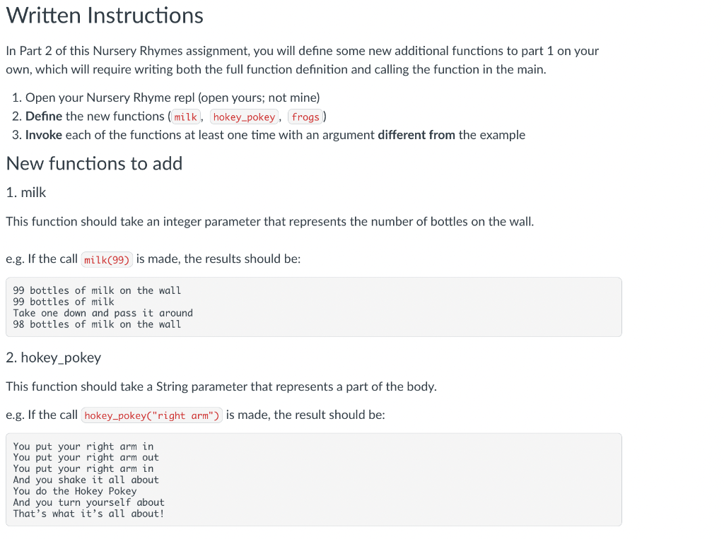 Solved Written Instructions In Part 2 of this Nursery Rhymes | Chegg.com