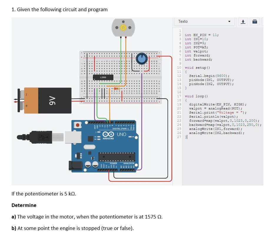 Solved 1. Given the following circuit and program If the | Chegg.com