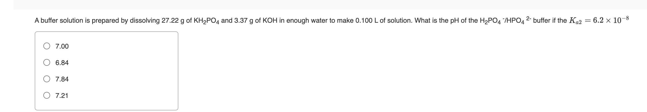 Solved A buffer solution is prepared by dissolving 27.22 g | Chegg.com