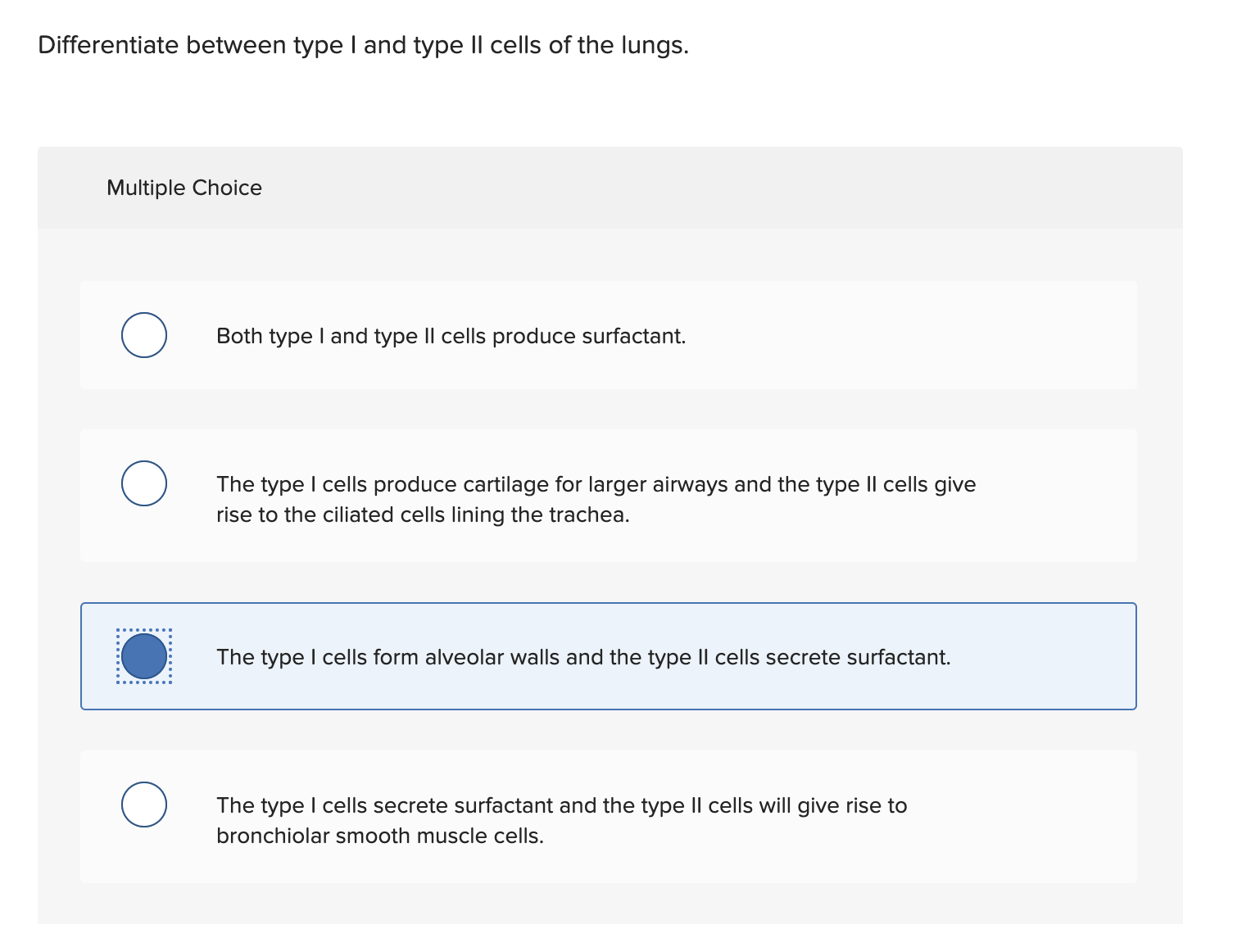 Solved Differentiate between type I and type II cells of the | Chegg.com