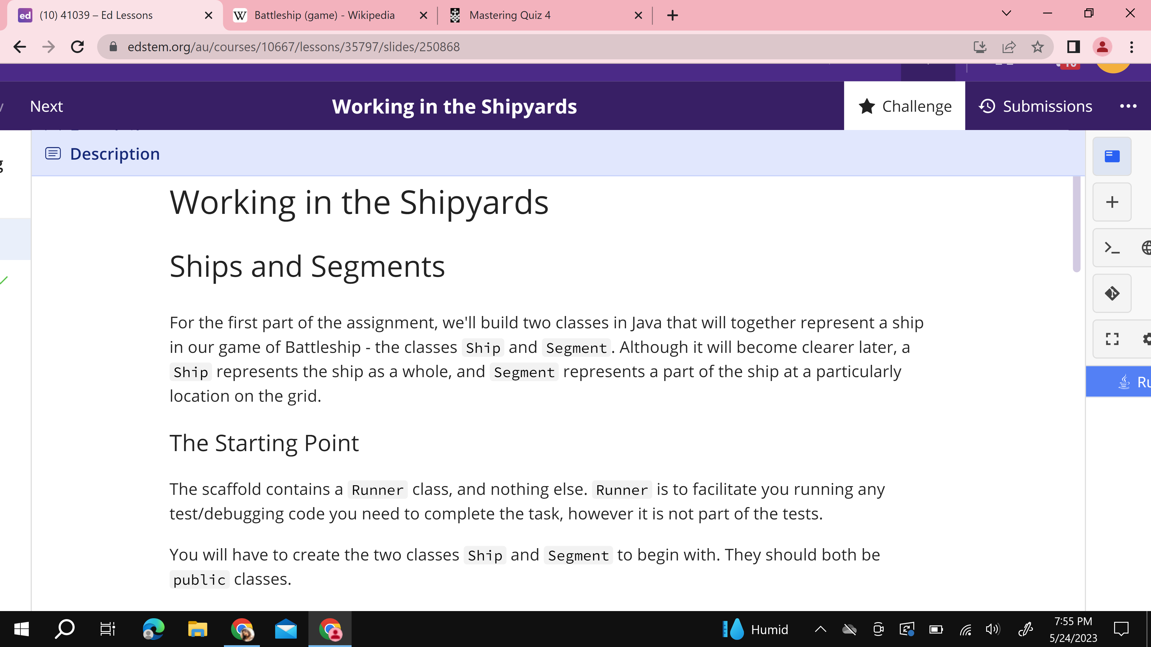 Solved Working in the Shipyards Ships and Segments For the | Chegg.com