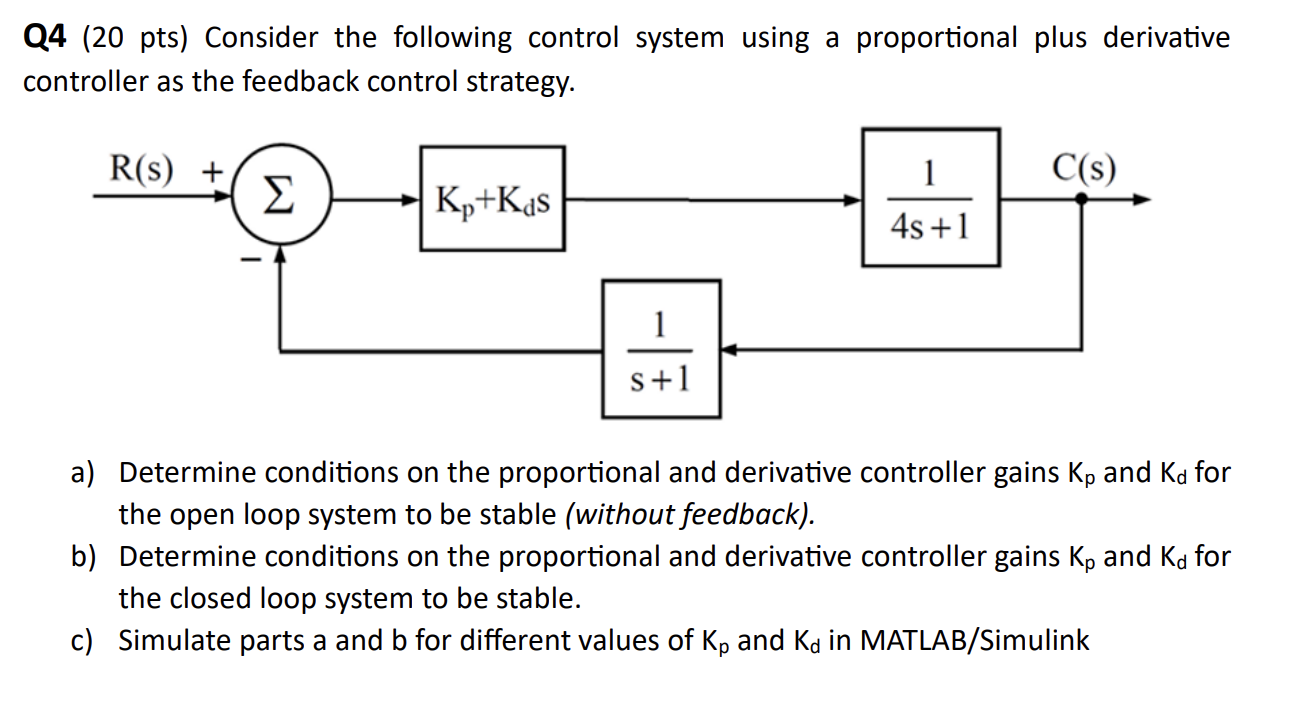 Solved Q4 (20 ﻿pts) ﻿Consider the following control system | Chegg.com