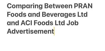 Solved Comparing Between PRAN Foods and Beverages Ltd and | Chegg.com