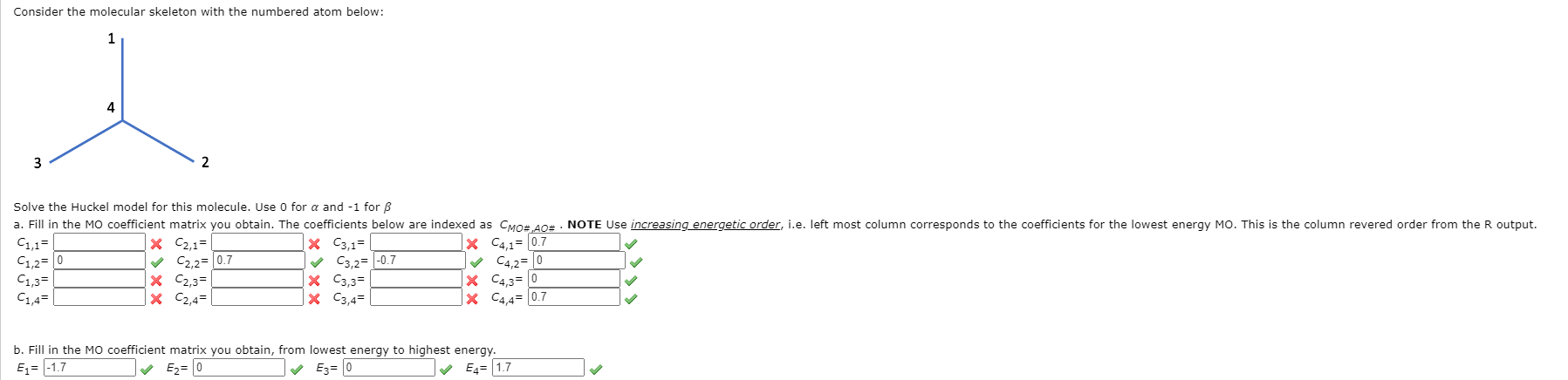 Solved Consider the molecular skeleton with the numbered | Chegg.com