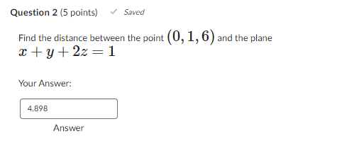 Solved Question 2 (5 ﻿points)Find the distance between the | Chegg.com