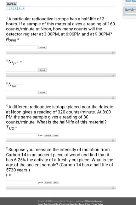 Solved Half Life A particular radioactive isotope has a | Chegg.com