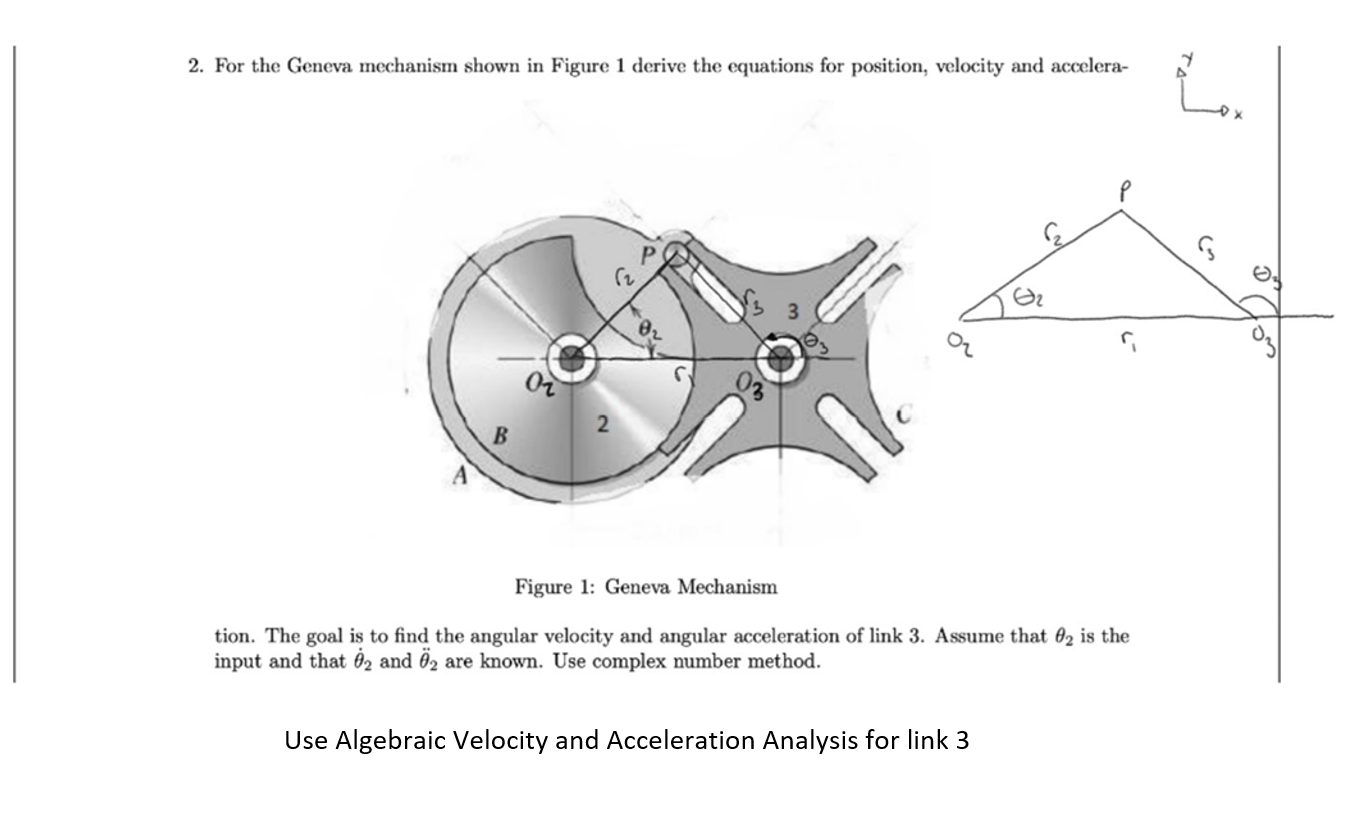 Solved 2. For the Geneva mechanism shown in Figure 1 derive | Chegg.com