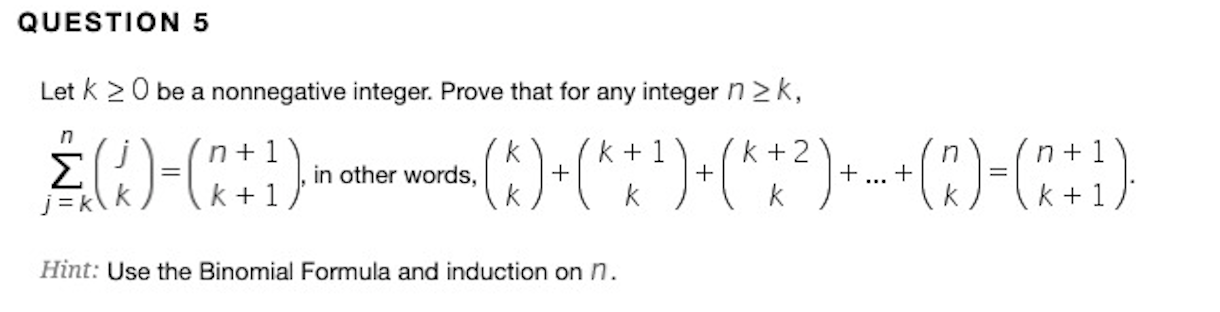 Solved QUESTION 5 Let k > O be a nonnegative integer. Prove | Chegg.com