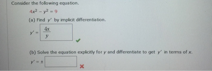 Solved Consider the following equation. 4x2 -y2 9 (a) Find | Chegg.com