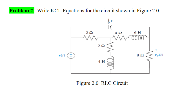Solved Problem 2. Write KCL Equations for the circuit shown | Chegg.com