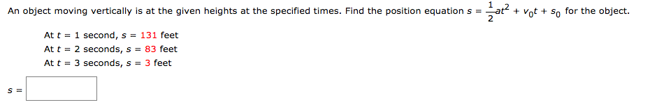 Solved An object moving vertically is at the given heights | Chegg.com