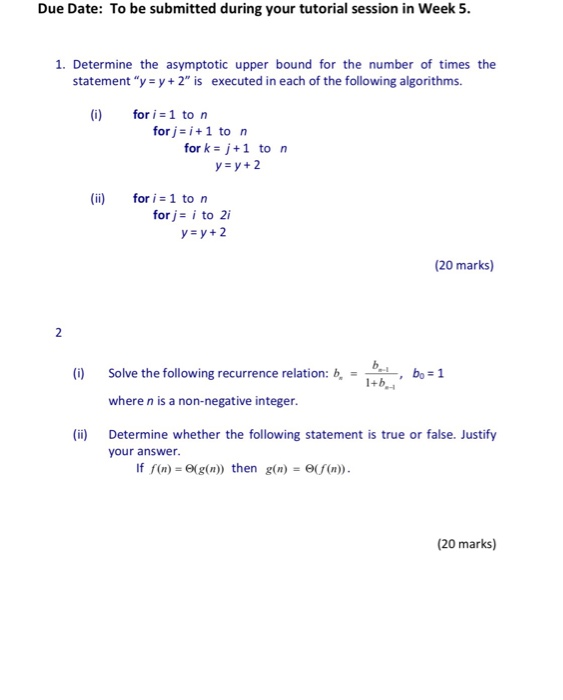 Solved Due Date: To be submitted during your tutorial | Chegg.com